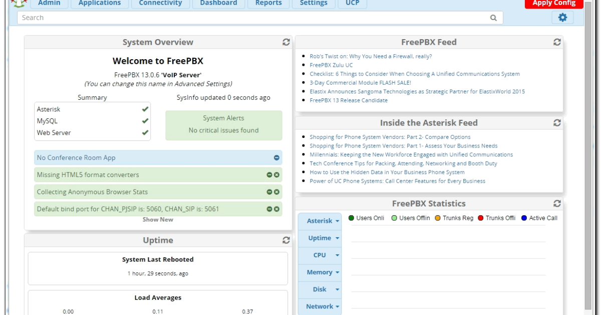 Установка asterisk и freepbx на CentOS 7