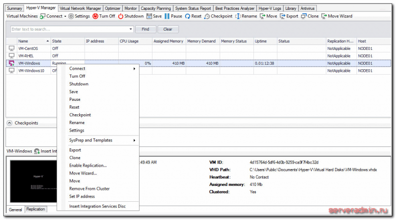 Управление Hyper-V с помощью 5nine Manager