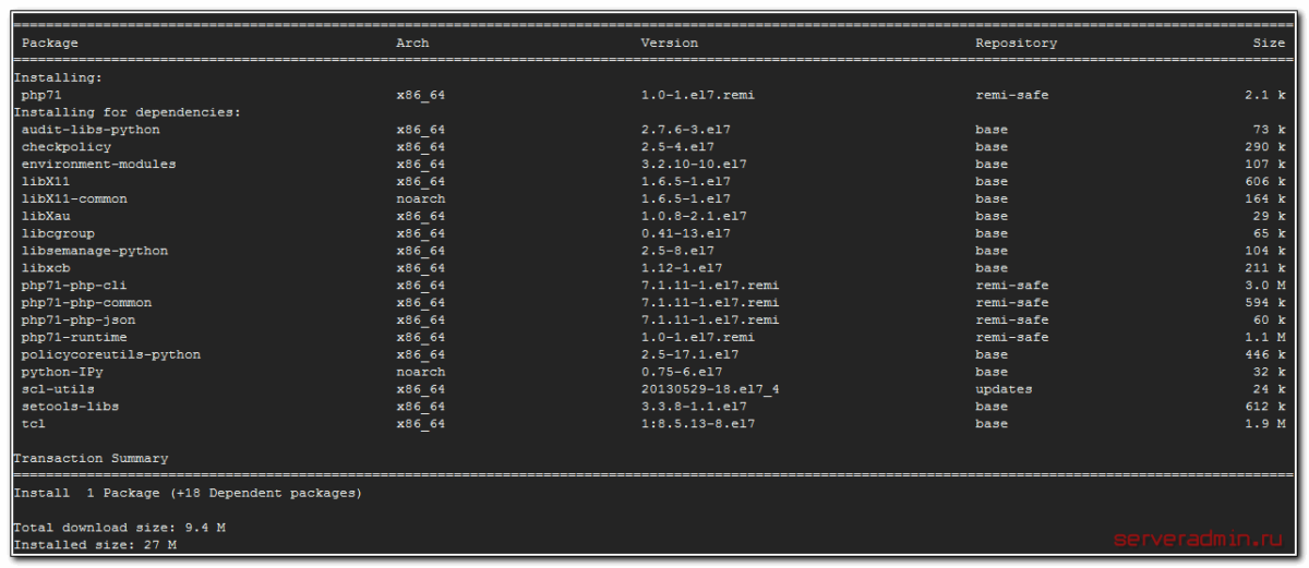 Установка и настройка nginx php-fpm php7.1 на CentOS 7