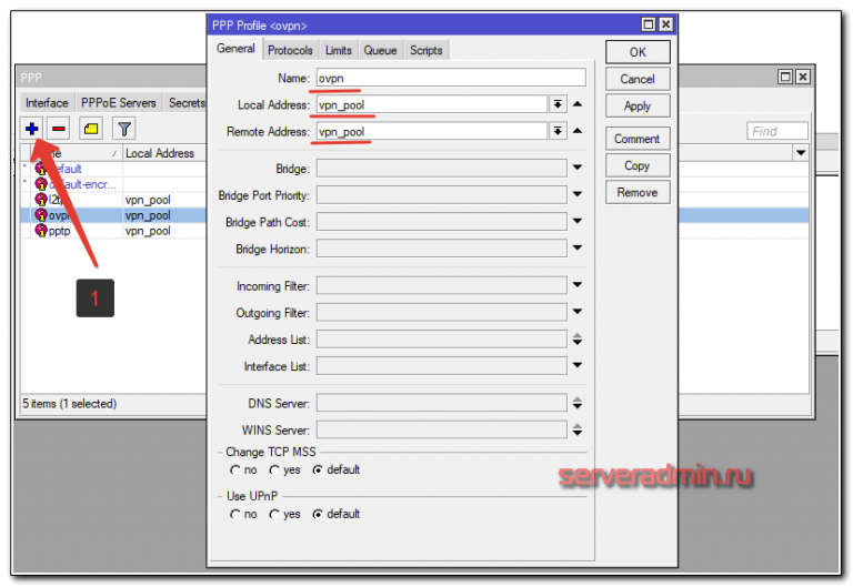 Настройка vpn (openvpn, l2tp, pptp, ipsec и др.) server в mikrotik | serveradmin.ru