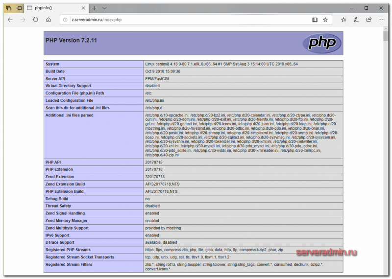 Установка LAMP (apache + php + mysql) в CentOS 8 | serveradmin.ru