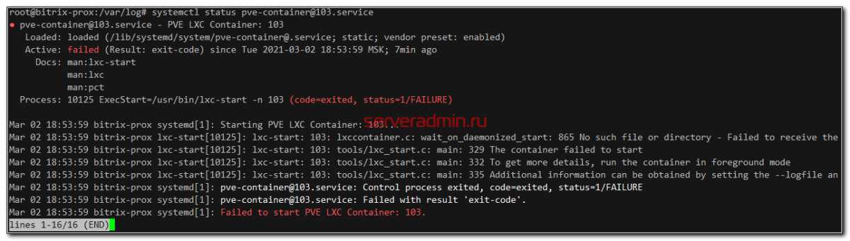 Proxmox Lxc Task Error Command Systemctl Start Pve Container103 Failed Exit Code 1