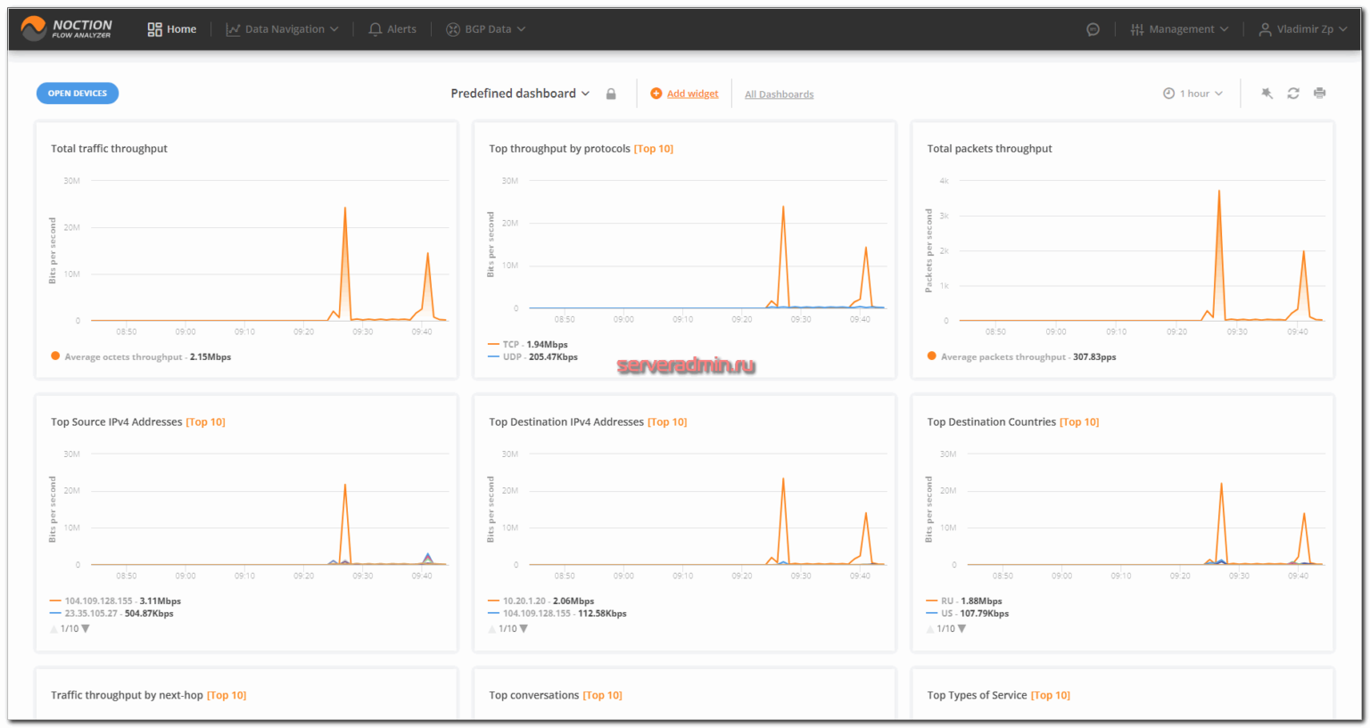Анализ сетевого трафика в Noction Flow Analyzer | serveradmin.ru