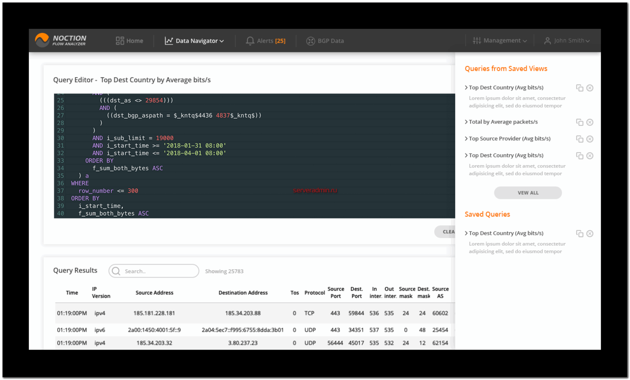Анализ сетевого трафика в Noction Flow Analyzer | serveradmin.ru