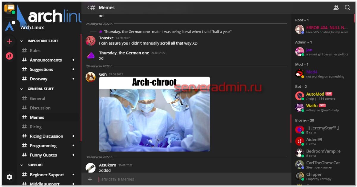 Бесплатный чат-сервер Revolt | serveradmin.ru