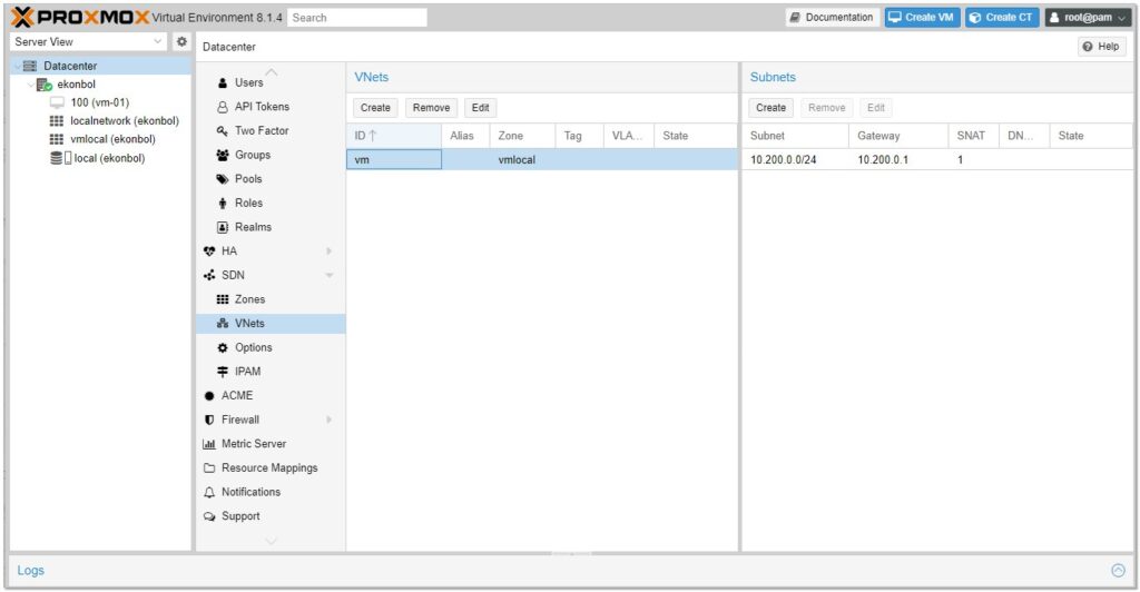 Настройка simple sdn в Proxmox | serveradmin.ru