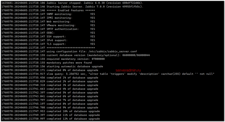 Обновление Zabbix 6.0 до 7.0 | serveradmin.ru